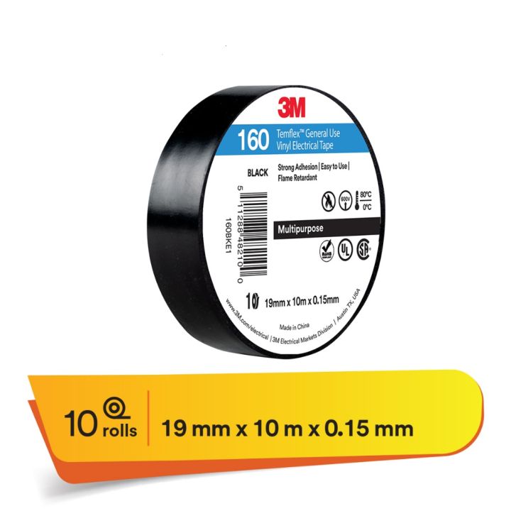 3M Temflex 160 General Use Vinyl Electrical Tape 10/PK | Lazada Singapore