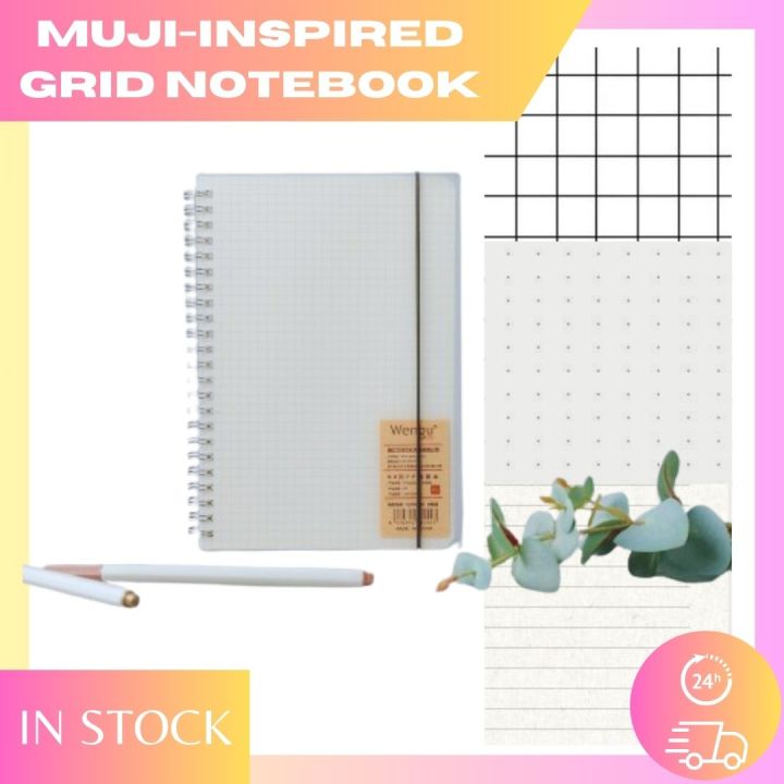 Muji Inspired Notebooks | A5 Dotted, Grid and Lines with Garter | Lazada PH