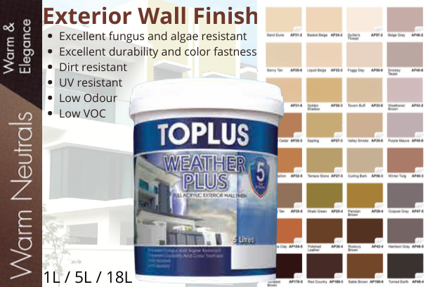 TOPLUS WEATHER PLUS EXTERIOR WALL PAINT - WARM NEUTRAL | Lazada