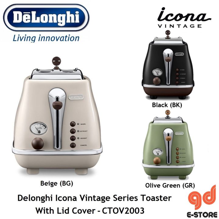 Delonghi Icona Vintage CTOV2003 2 Slice Toaster Stainless Steel Body ...