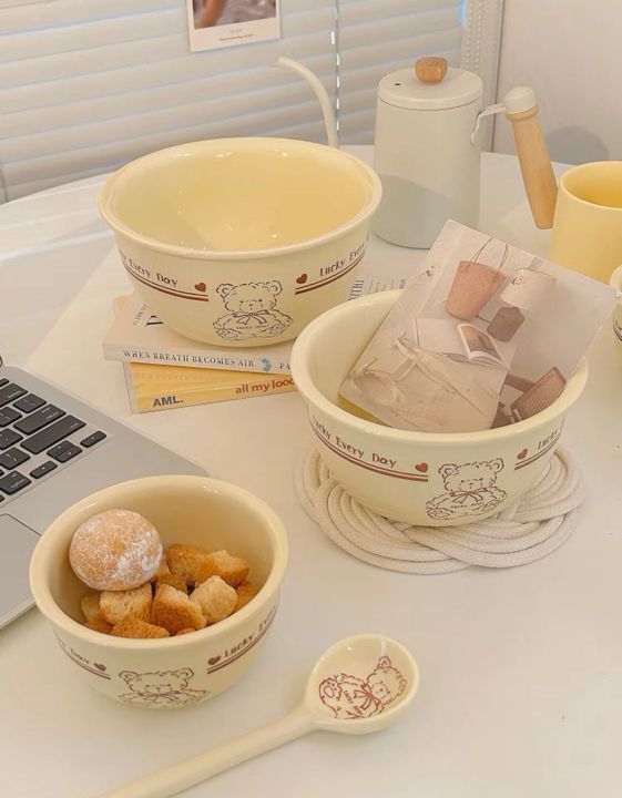 FLUFFY Bowl | Mangkuk beruang beige aesthetic bear | TWBE ...