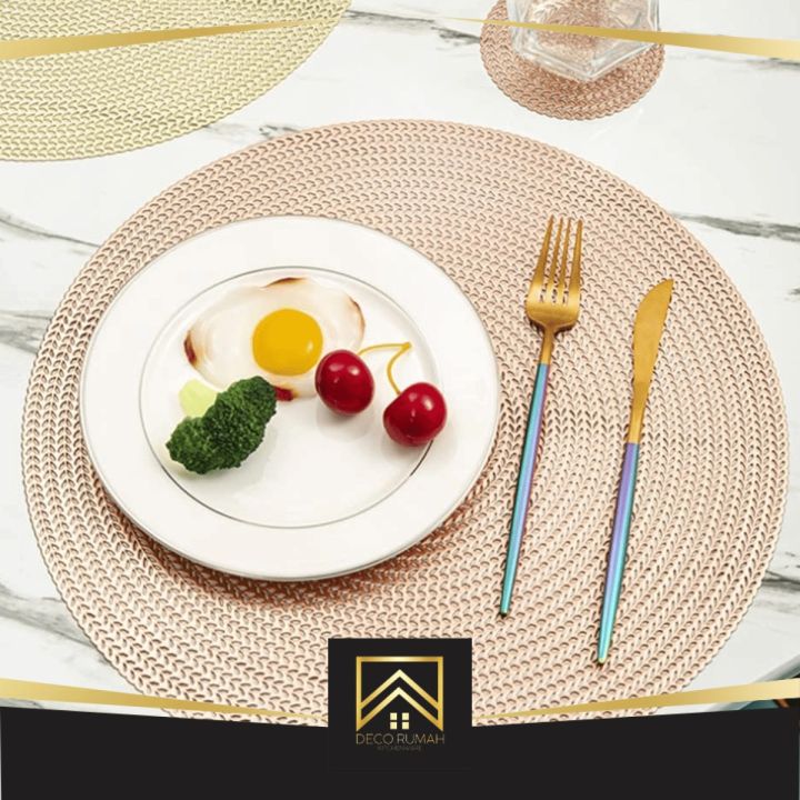 DR Durable Stylish Round PVC Table Mat Nordic Plate Dining Placemat ...
