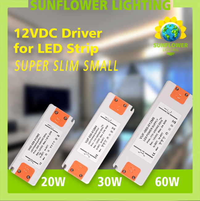 Ultra Slim 12V/24V-20W/30W/60W LED Driver LED Strip Light small Driver ...
