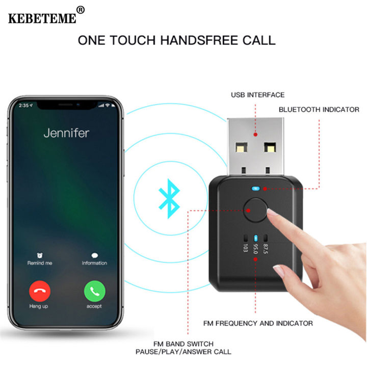 KEBETEME Wireless FM Radio Transmitter Receiver Bluetooth 5.1 Car ...