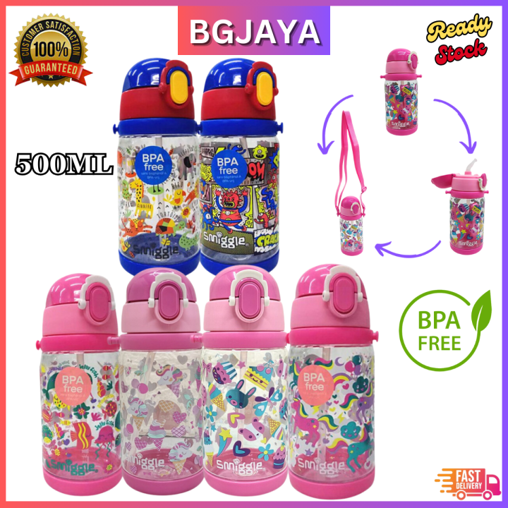 [Ready Stock] 500ML Smiggle Kids Water Bottle BPA Free with Straw Botol Air Kanak (BGJAYA) | Lazada