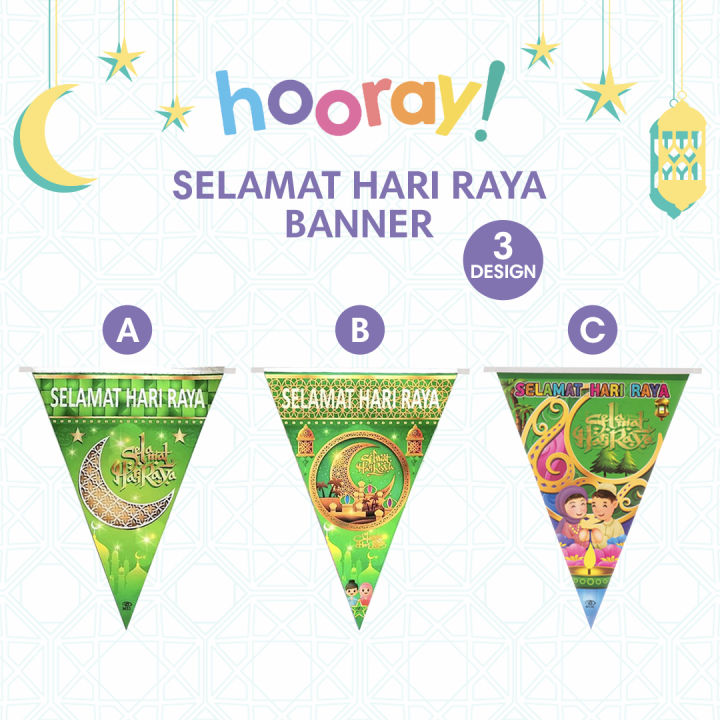 HOORAY! RAYA BANNER SELAMAT HARI RAYA GANTUNG DEKO CR8 | Lazada