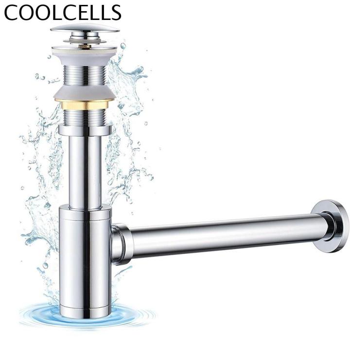 COOLCELLS Pop-up Drain Stopper Round P-Trap Waste Pipe Kit without ...