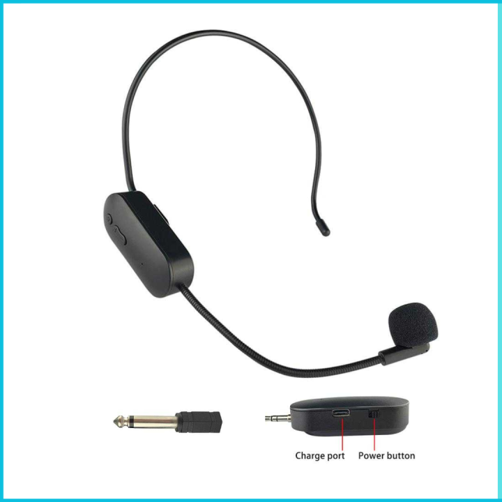 COD Cepat Bando Mic TaffSTUDIO Wireless Microphone 2.4G Call Center Headset with Receiver Suara ...