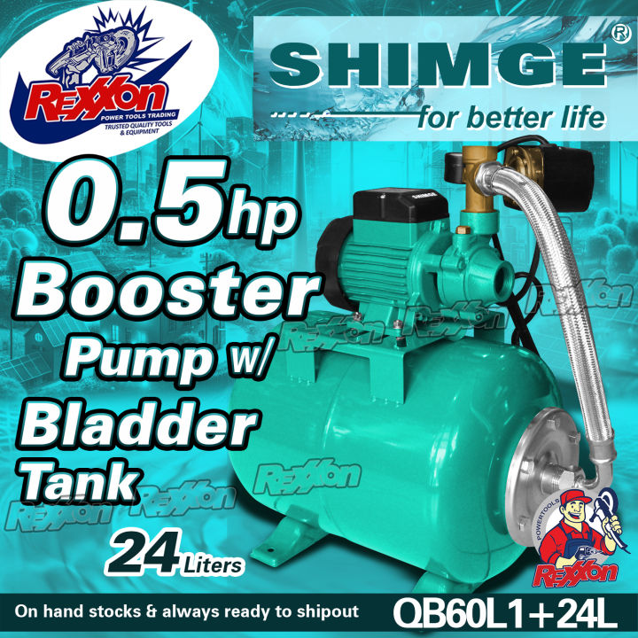 SHIMGE 0.5HP 370W Booster Pump with 24L Bladder Tank QB60L1+24L Rexxon ...