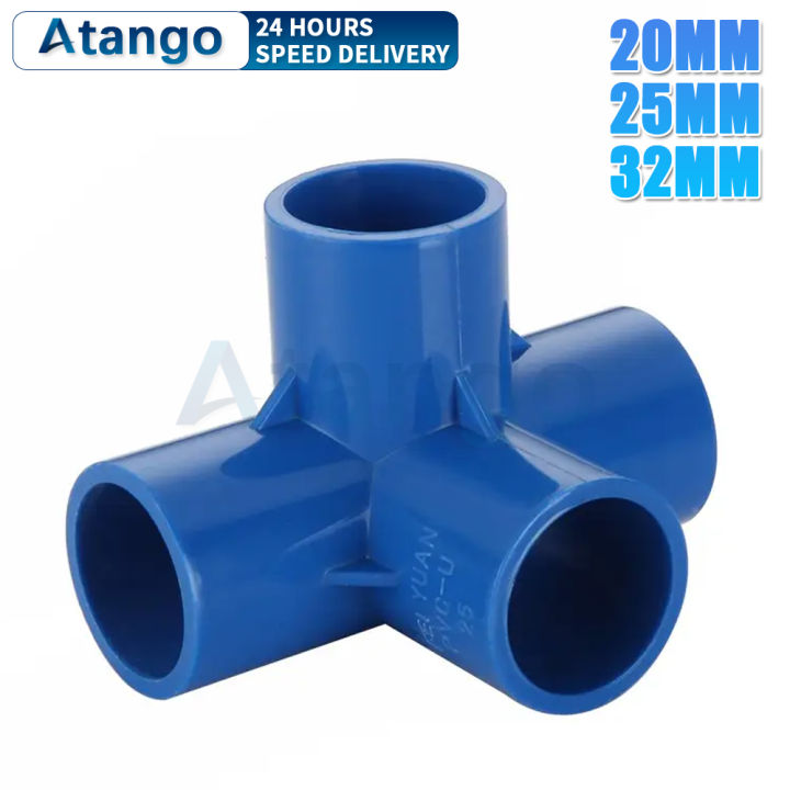 Pvc Blue Fittings Three-Dimensional Four-Way Water Pipe Fittings 1/2" 3 ...