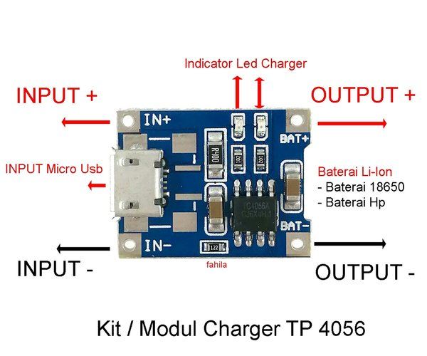 Kit Modul TP4056 Charger Baterai 18650 batre li ion baterai hp - TP4056 ...