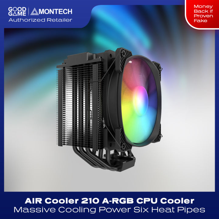 Montech AIR Cooler 210, ARGB CPU Cooler Massive Cooling Power Six Heat ...