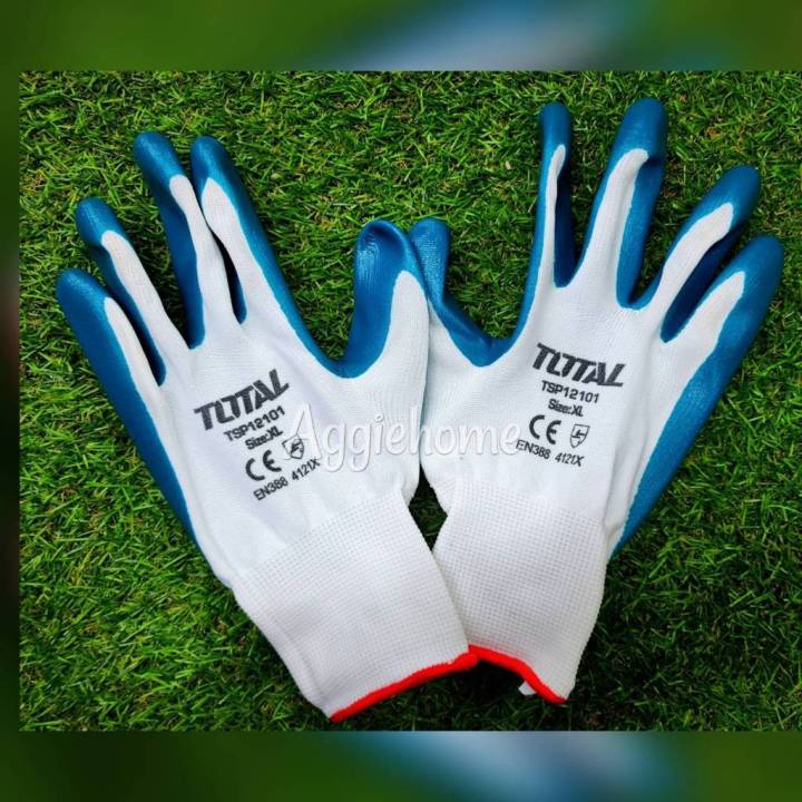 TOTAL ถุงมือ ผ้าเคลือบยาง รุ่น TSP-13101 XL / TSP-12101 XXL( Latex ...