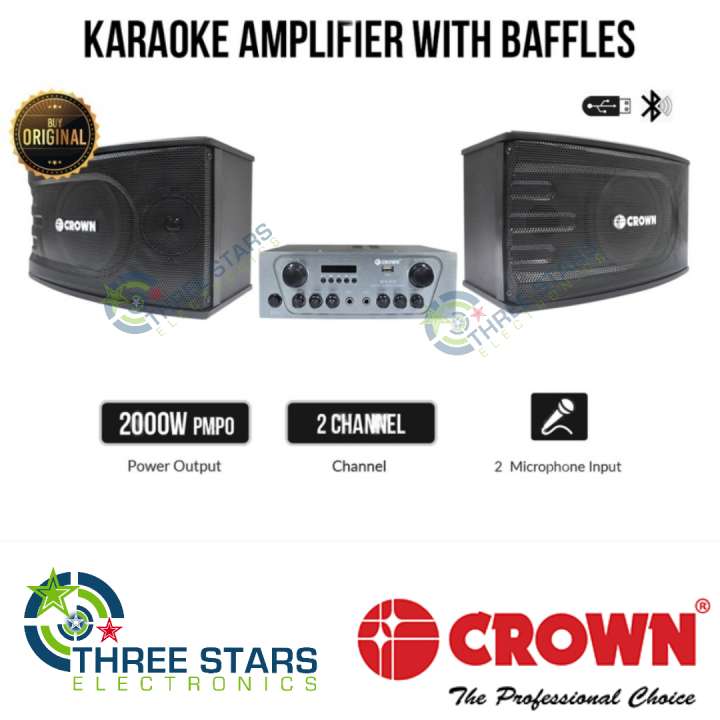 2021 Crown BFA-616 2000W PMPO Karaoke Amplifier with Baffle Speaker ...