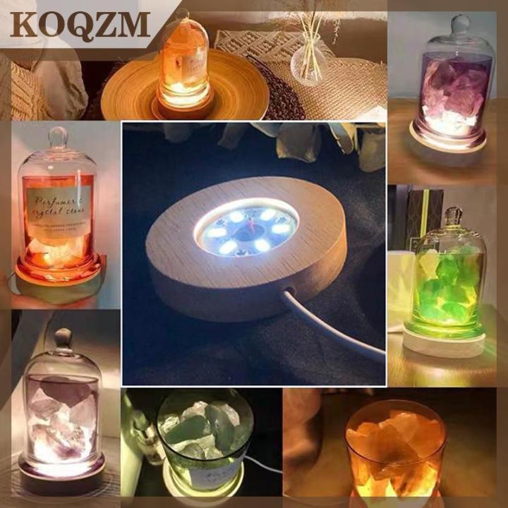 KOQZM 10cm gỗ ánh sáng cơ sở có thể sạc lại bằng gỗ LED ánh sáng xoay ...