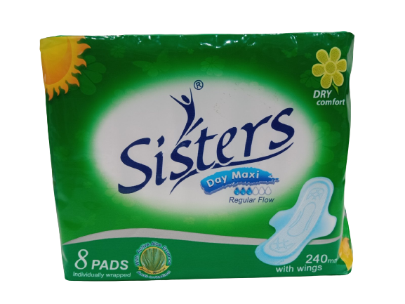 SISTERS DAY MAXI REGULAR FLOW WITH WINGS (24OMM) 8 PADS DRY COMFORT ...