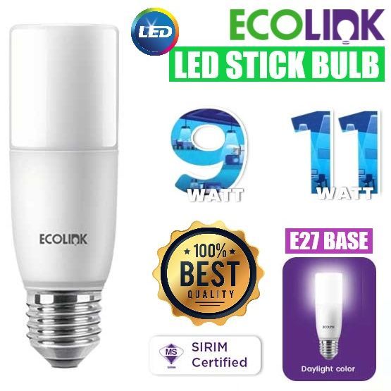 9W 11W ECOLINK LED Stick Bulb E27 (Screw type) Mentol LED 灯泡, Cool ...