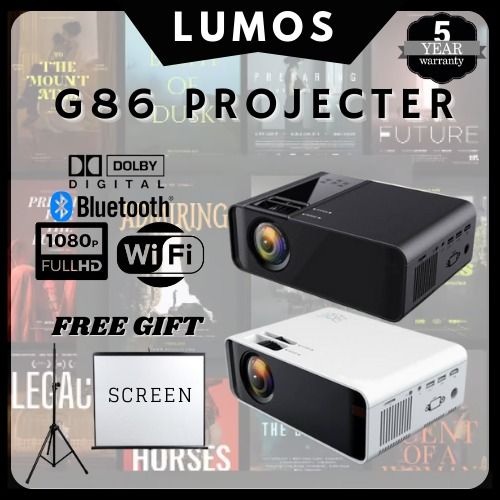 💥24 hours + Free Shipping💥LUMOS G86 PROJECTOR BLACK/WHITE FREE STAND ...