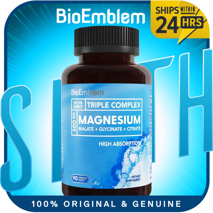 GENUINE BioEmblem Triple Magnesium Complex | 300mg of Magnesium Glycinate, Malate, & Citrate for ...