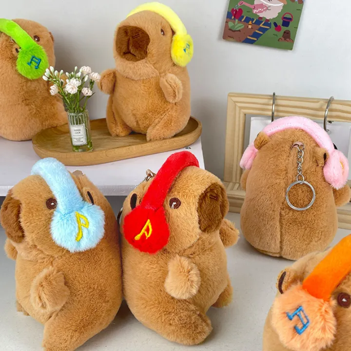 Cute cartoon headphones Capybara plush pendant keychain | Lazada PH