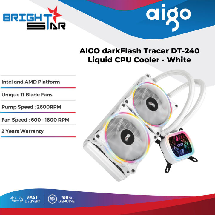 AIGO DarkFlash Tracer DT-240 240mm AIO RGB CPU Liquid Cooler - White ...