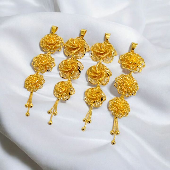 LIONTIN DUBAI EMAS MODEL PANJANG BENTUK BUNGA KENDARI PERHIASAN BANDUL ...