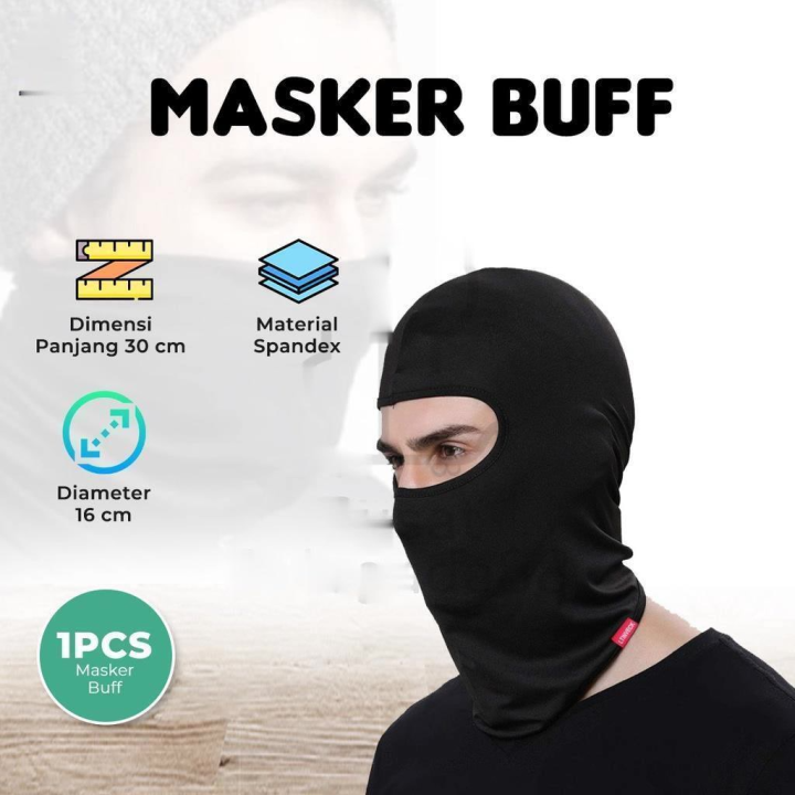 Masker Buff Ninja Full Face Balaclava Spandex Hitam Polos Motor Helm ...
