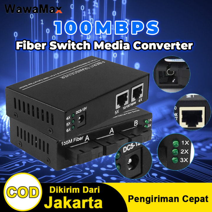 100Mbps Fiber Switch Media Converter Transceiver Ethernet 2 SC 1310nm ...