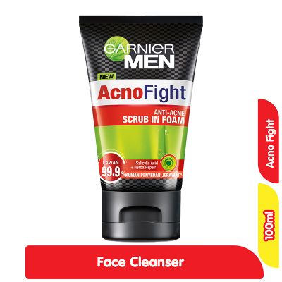 GARNIER Men Acno Fight Anti Acne Scrub in Foam Cleanser 100 ml | Lazada Indonesia