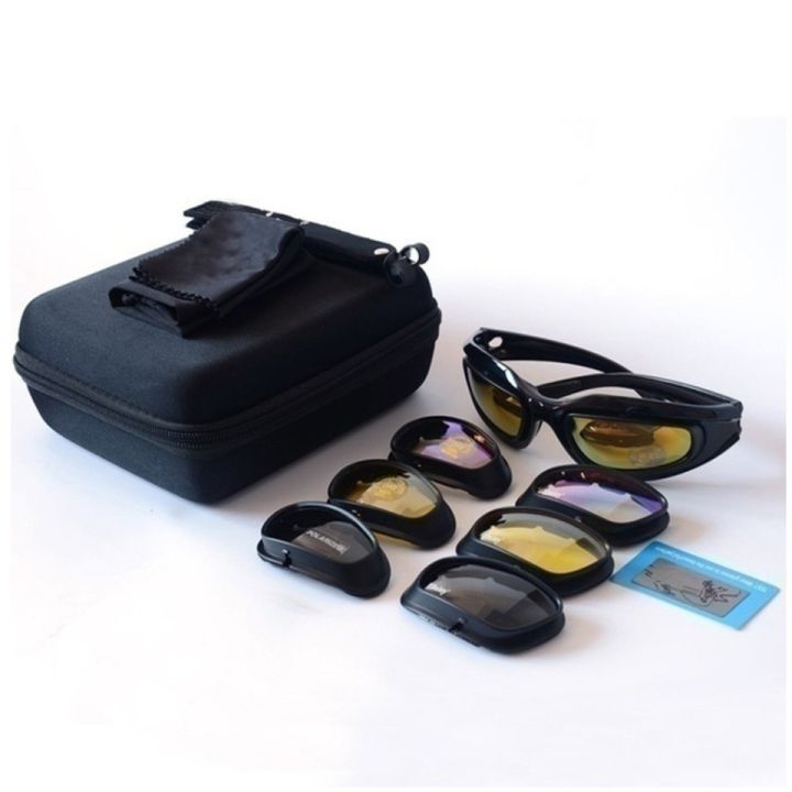 Polarized Army Goggles, Military Sunglasses 4 Lens Kit Men's War Game ...