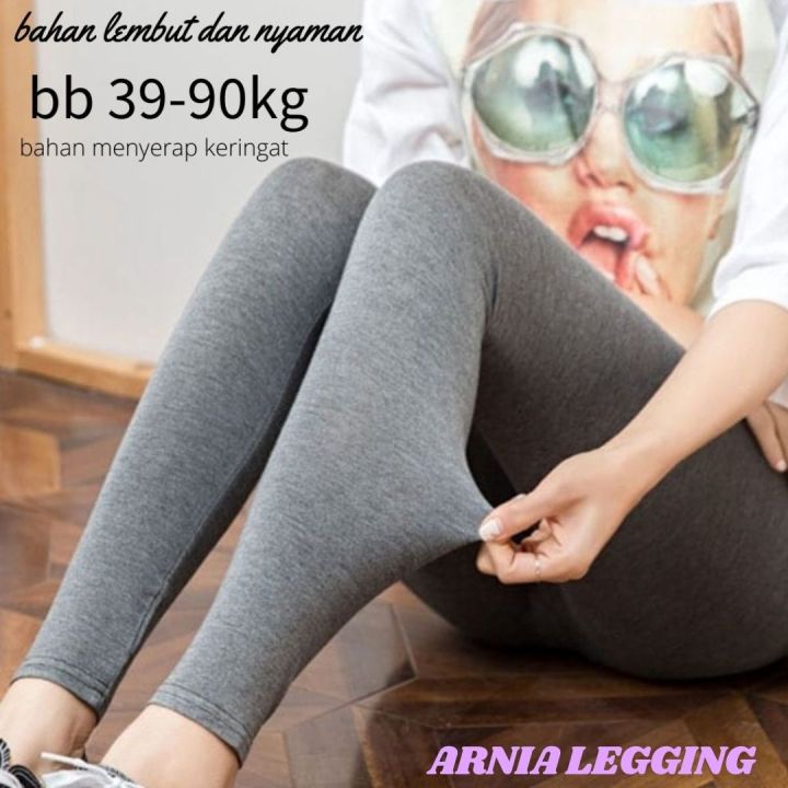 [CELANA WANITA] LEGGING PANJANG POLOS BAHAN KATUN KAOS (BISA COD) STD ...