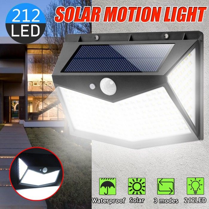 Lampu Solar Sensor Lebar 212 LED Tenaga Surya Matahari Dinding Taman ...