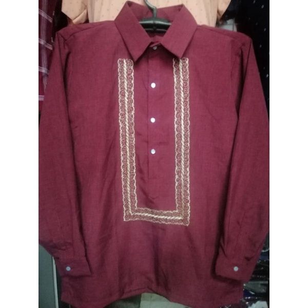 【THE NEW】 ﹍Longsleeve Barong (Maroon) | Lazada PH