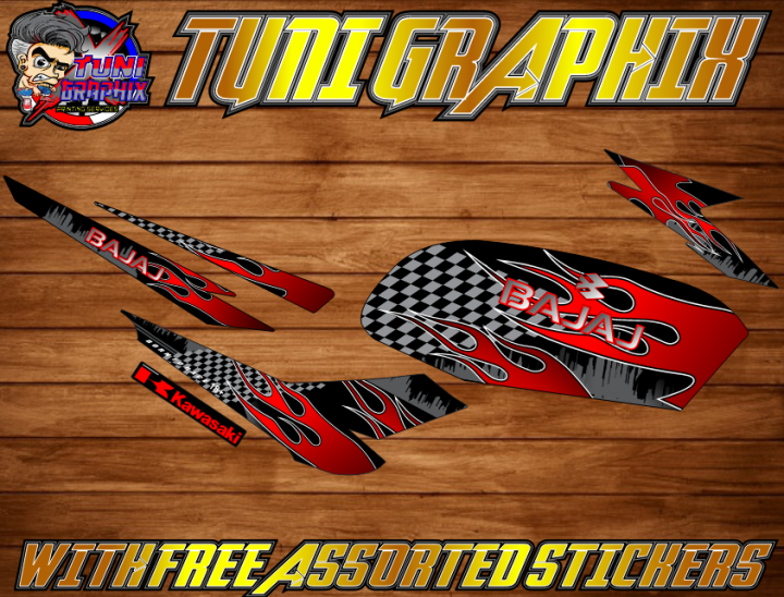 KAWASAKI BAJAJ 125/100 MALAYSIAN FIRE STICKER DECALS | Lazada PH