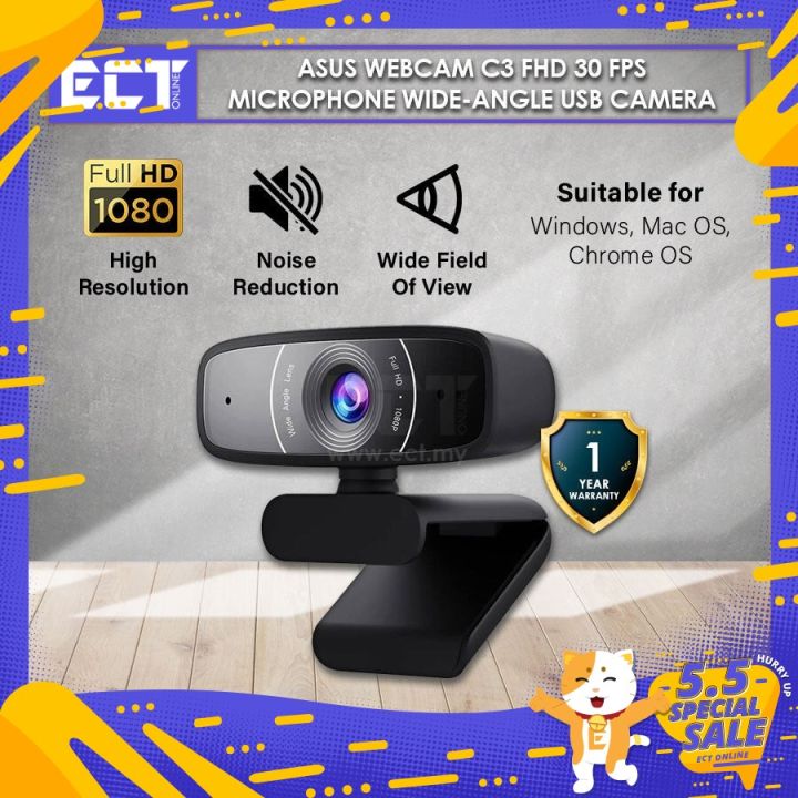 Asus Webcam C3 FHD 30 FPS Recording Beamforming Microphone Wide-Angle ...