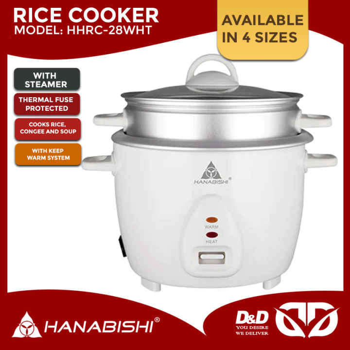 Hanabishi Pearl White Series Aesthetic Rice Cooker with Steamer | Lazada PH