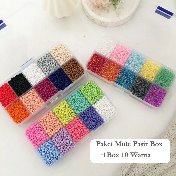 Mute Pasir Paket 1box isi 10 Warna / Starter Kit DIY Seed Beads Beaded ...