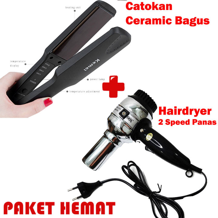 Catokan rambut 329 + Hairdryer rainbow , Alat catok Lurus Curly ...