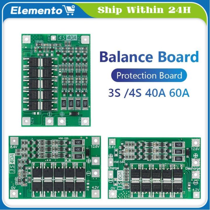 3S/4S Bms Balance 20A 30A 40A 60A 12V/24V Li-ion Lithium Battery ...