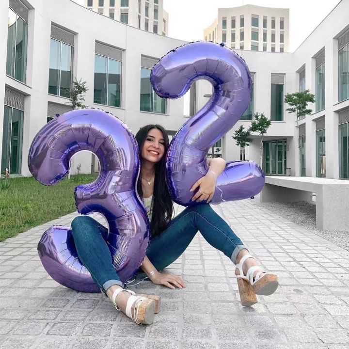 32 inch Purple Number Balloons Children Birthday Party Decoration Foil ...
