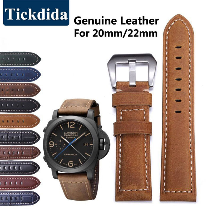 Crazy Horse Handmade Genuine Leather Watchband Straps With Stainless ...