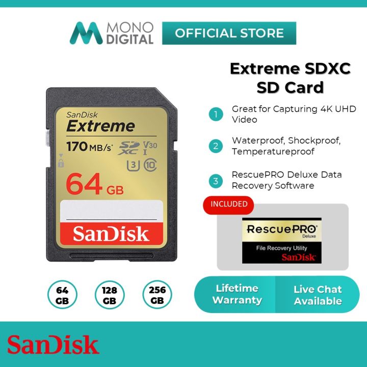SanDisk Extreme SD Card Up To 180MB/s U3 4K UHD Class 10 SDHC/SDXC ...