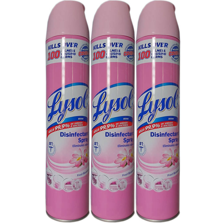 Set of 3 Lysol Disinfectant Spray Fresh Blossom Scent 510 grams (3 Big ...