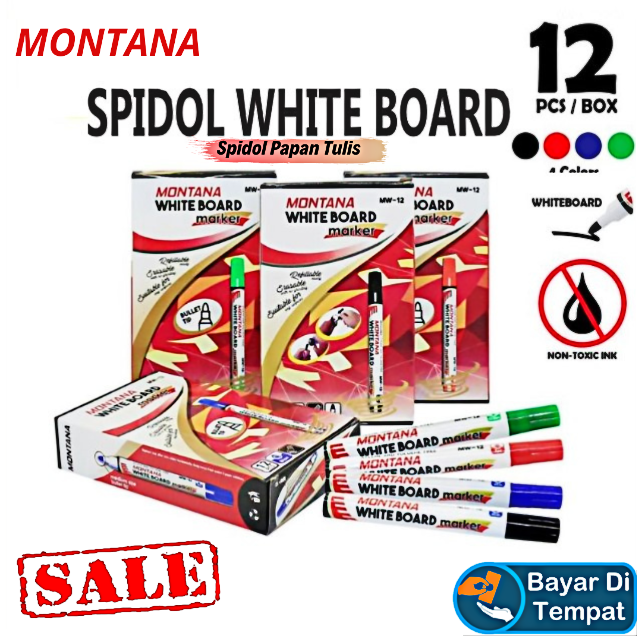(BIG SALE) SPIDOL 1 PAK ISI 12 PCS / Spidol White board / Spidol Aat ...