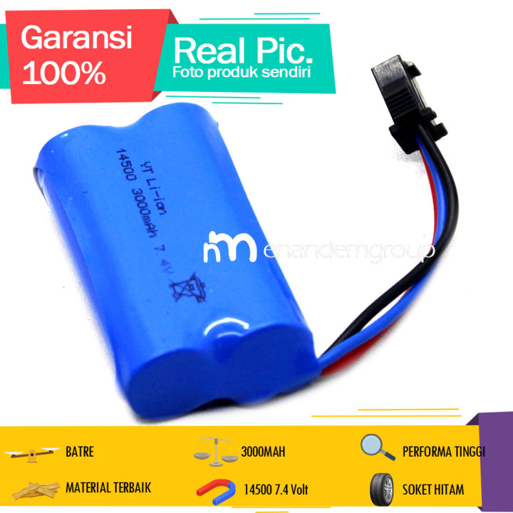 Baterai Batre Charge Remote Control 14500 3000mAh 7,4V 3 Pin | Lazada ...