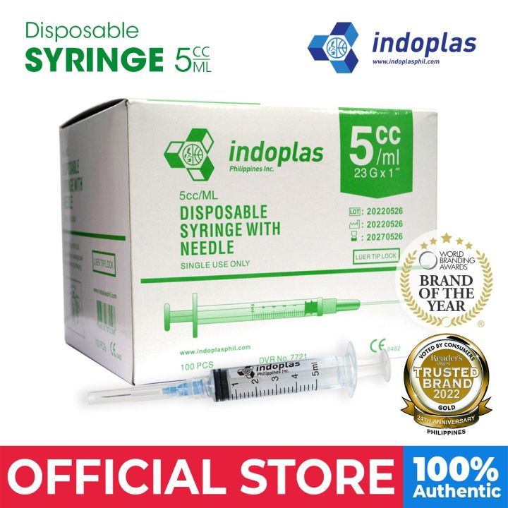 Indoplas 5cc Disposable Syringe Box of 100 | Lazada PH