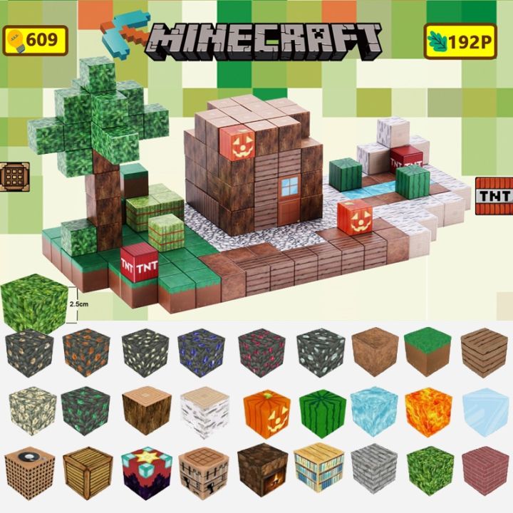 Minecraft DIY Merchandise Magnet Toy Mine Assembling Magnetic Cube ...