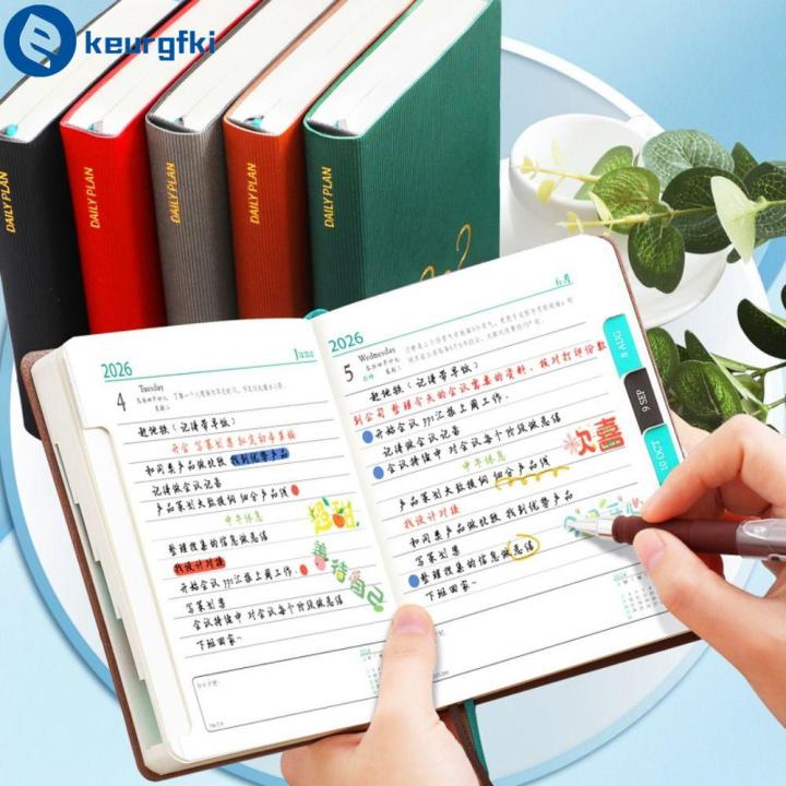 KEURGFKI English 2026 Schedule Planner Notepad Pu Leather 12 Months B6 ...