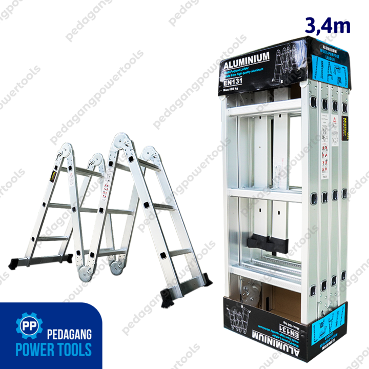 TANGGA LIPAT A 3.4 METER MULTIFUNGSI ALUMINIUM DOUBLE LADDER 4 X 3 ...