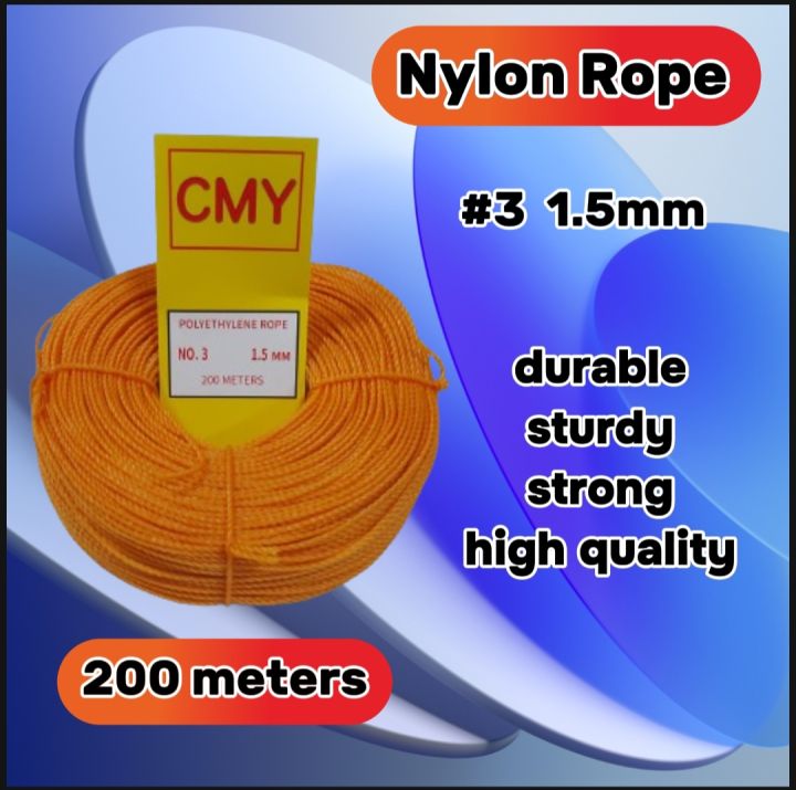 no.3 1.5mm CMY NYLON ROPE/POLYETHYLENE/LUBID/TALI/200 METERS | Lazada PH